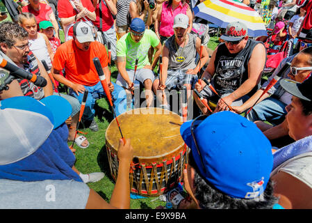 First Nations drum at Canada Day powwow in Prince's Island Park ...