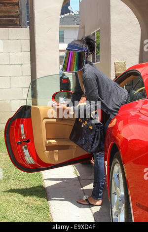 Vanessa Stiviano, seen in her trademark visor, goes to a nail salon in ...