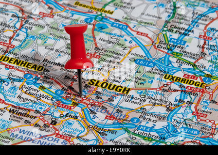 Slough location road map. Great Britain map Stock Photo - Alamy