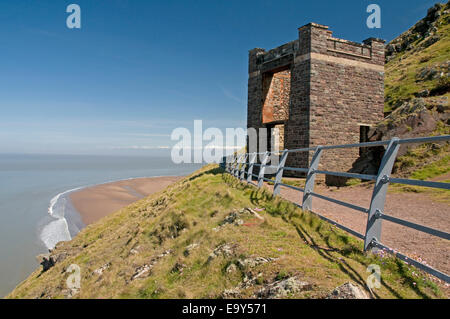 The disused coastguard building at Hurlstone Point near Porlock on the ...