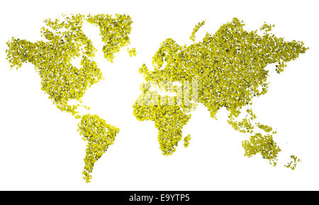 Yellow world map isolated on white wall background. 3D illustration ...