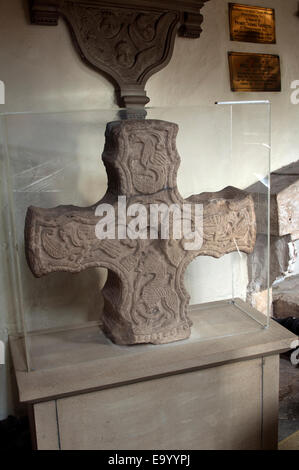 Saxon stone cross, St Michael's Church, Cropthorne, Worcs Stock Photo ...