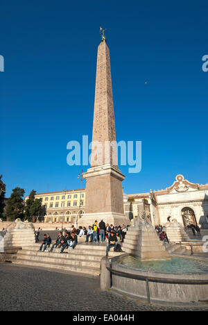 Egyptian obelisk, obelisco Flaminio, Piazza del Popolo, Rome, Italy ...