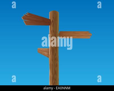 vector illustration wooden board pointer on a rope on a tree with ...