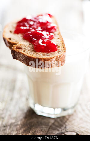 Milk Bread with strawberry jam Stock Photo - Alamy