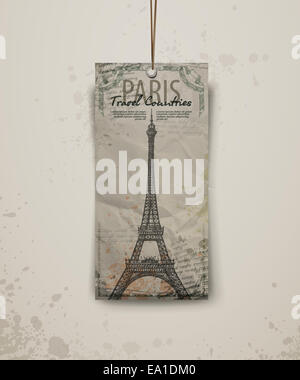 Vintage retro Eiffel tower abstract card Stock Photo - Alamy