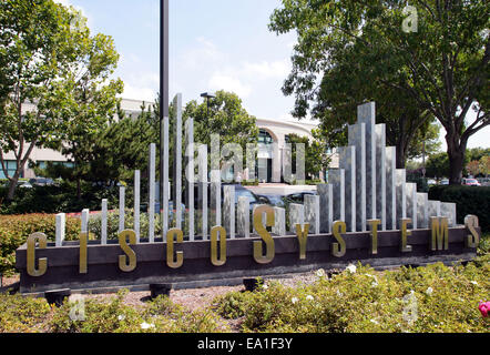 Corporate sign of Cisco Systems Headquarters in San Jose, California CA ...