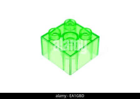 Cyan Blue Plastic Lego Block on a White Background. Children Toy Brick ...