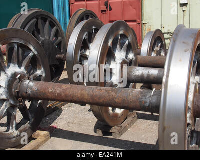 Rusty steam locomotive driving wheels Stock Photo - Alamy