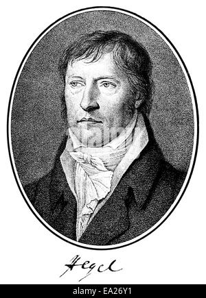 Historical drawing, Georg Wilhelm Friedrich Hegel, 1770 - 1831, a ...