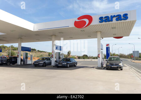 Petrol pumps at a gas station, Spain Stock Photo - Alamy