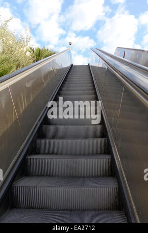 The Town of Albufeira with outdoor escalator, Algarve. Southern ...