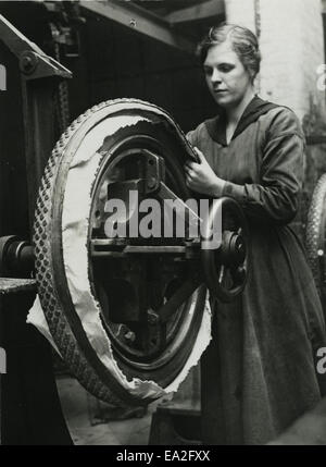 A photograph of British women rubber workers in Lancashire during World ...