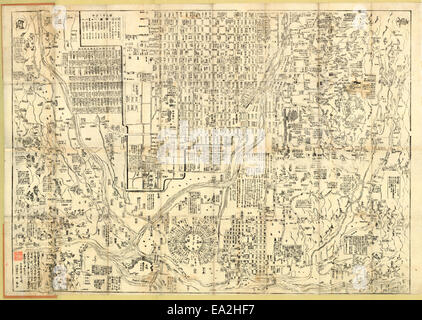 A historical map showing the layout of Edo (modern Tokyo), designed ...