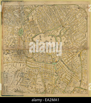 A historical plan or map of Edo, now Tokyo, showcasing the urban layout ...