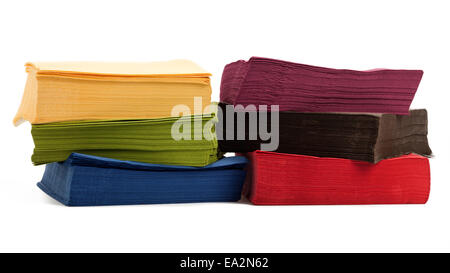 Colorful stack of paper napkins on white background Stock Photo - Alamy