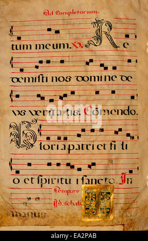 This page of a Spanish chant manuscript features sacred Latin text and ...