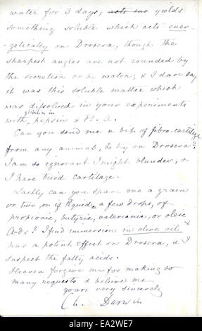The fourth page of a letter written by Charles Darwin to Charles W. Fox ...
