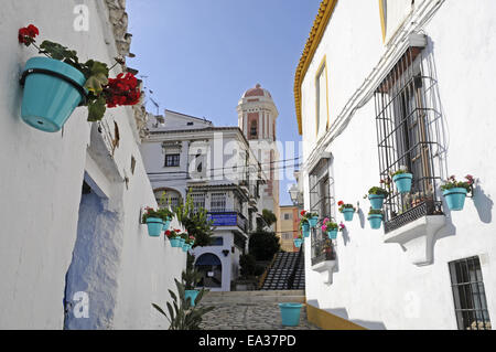 Narrow Streets of the Old Town of Estepona, Costa del Sol, Spain. Each ...