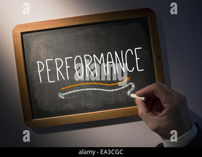 Hand writing Performance on chalkboard Stock Photo - Alamy
