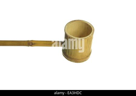 japanese traditional bamboo ladle with water on white background Stock ...