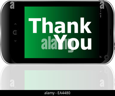 smart phone with thank you word Stock Photo - Alamy
