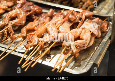 bull frogs on stick for grilling, snack food in Wuhan hubu xiang Stock ...