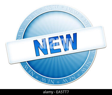 New icon. Blue internet button on white background Stock Photo - Alamy