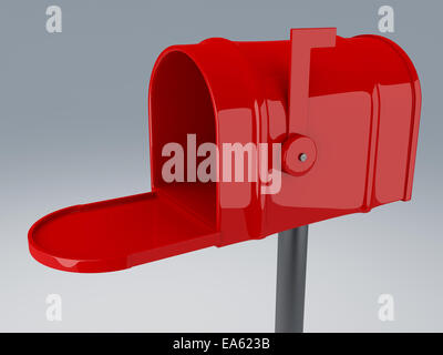 3d illustration of opened red mailbox with letters Stock Photo - Alamy