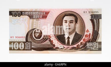 North Korea 100 Won Bank Note Stock Photo - Alamy