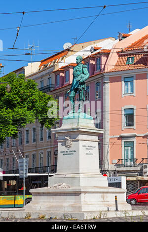 Duque da Terceira Square in Lisbon, Portugal, with the statue of the ...
