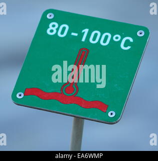 High temperature warning sign on a laptop screen. Computer overheating ...