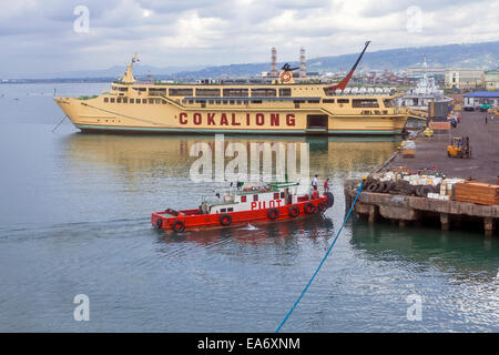 A passenger and cargo ferry docked at the the Port of Cebu, Cebu Island ...