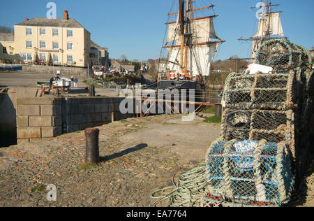 Kaskelot & Phoenix tall ships in Charlestown Harbour Cornwall Stock ...
