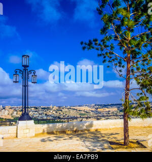 Israel Jerusalem East Talpiot Haas promenade father and two children ...