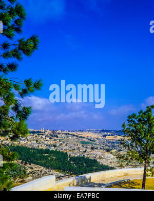 Israel Jerusalem East Talpiot Haas promenade father and two children ...
