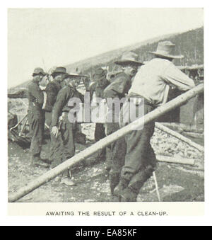 The illustration depicts gold mining processes, including extraction ...