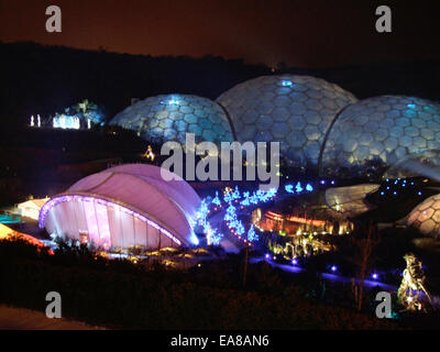 Panoramic exterior view of Biomes & temporary building housing the ice ...