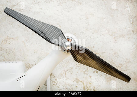 drone arm with an electric motor and a carbon fiber spinning propeller ...