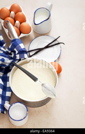 Pan of Custard/ making custard Stock Photo - Alamy