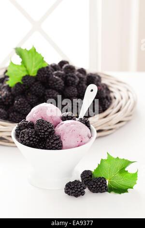 fresh yogurt ice cream with blackberries Stock Photo - Alamy