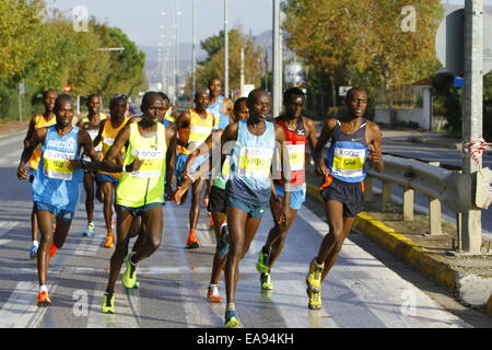 Athens, Greece. 9th November 2014. The third placed runner of the Greek ...