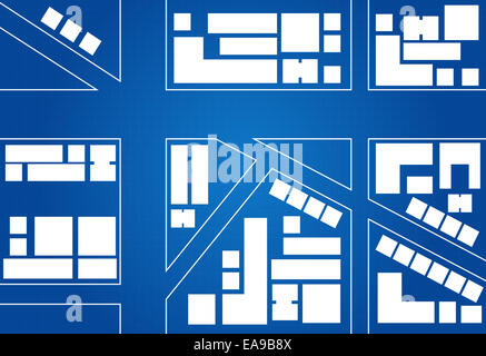 Blueprint Of City Map Main Street And Buildings Stock Photo - Alamy