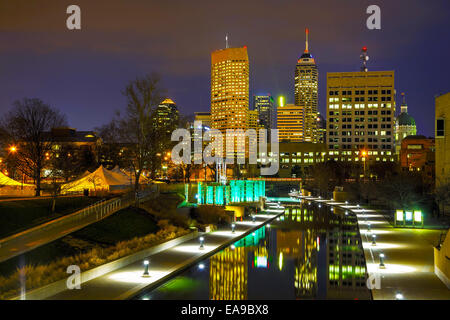 Downtown of Indianapolis at the night time Stock Photo - Alamy
