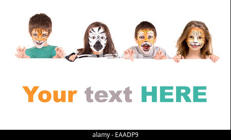 Children's group with face-paint isolated in white Stock Photo - Alamy