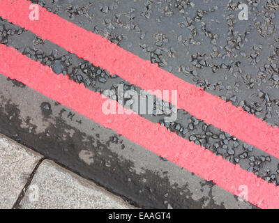 Red Route double red lines on road, UK Stock Photo - Alamy