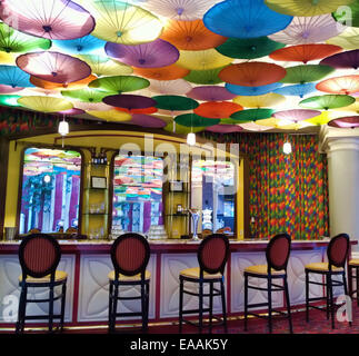 interior design of beautiful lounge bar restaurant with table seating ...