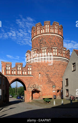 Town gate Elbtor, hanseatic town Werben at river Elbe, Altmark, Sachsen ...