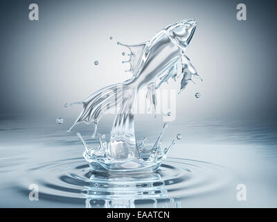 Water splash in form of jumping fish Stock Photo - Alamy