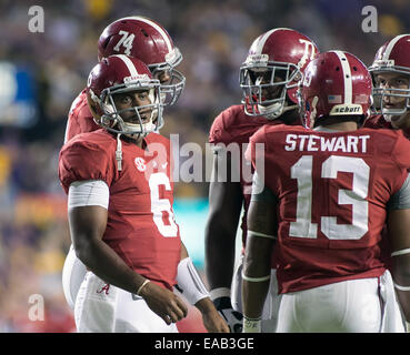 Quarterback Blake Sims (6) of Alabama looks to pass during a south team ...